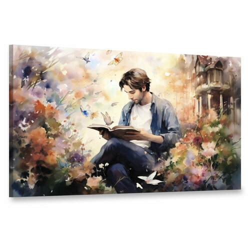 Интерьерная картина 100х60 "Мужчина с книгой"