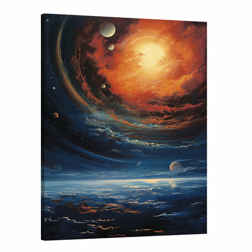 Интерьерная картина 50х70 "Астрономия: Звездная палитра на платне"