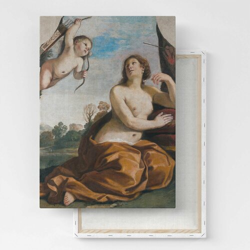 Картина на холсте, репродукция / Гверчино - Venus and Cupid / Размер 80 x 106 см