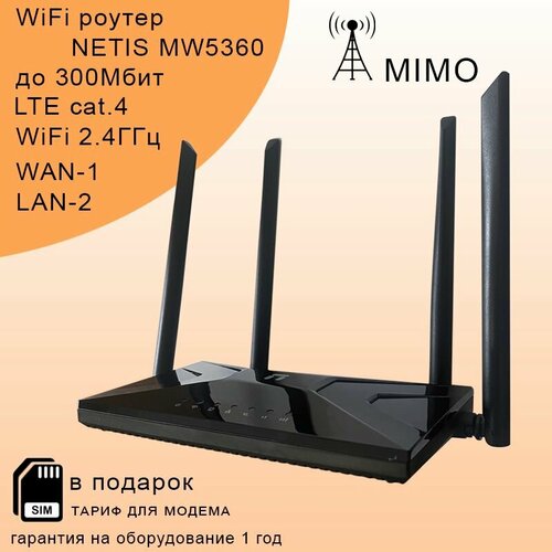 WiFi роутер NETIS MW5360 I 2,4ГГц I cat4 I 300Мбит