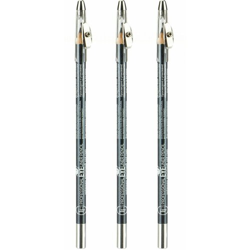 TF cosmetics Карандаш для глаз с точилкой Professional Eyeliner, тон 08 Морозный черный, 2 г, 3 шт