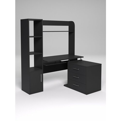 Компьютерный стол "менеджер" №58, Черный 150 x 120 x 170 см (ДхШхВ)