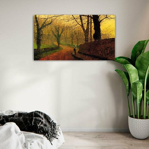 Картина на холсте 60x110 LinxOne "Девочка парк листва деревья" интерьерная для дома / на стену / на кухню / с подрамником