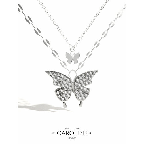 Колье Caroline Jewelry, искусственный камень, длина 42 см, серебряный