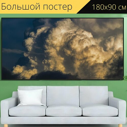 Большой постер "Облака, небо, буря" 180 x 90 см. для интерьера