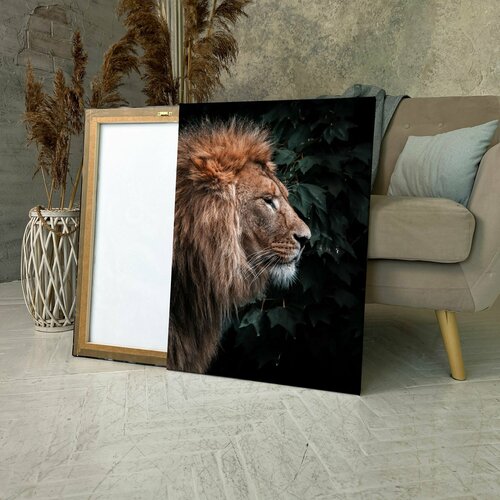 Картина на холсте (лев браун грива взгляд льва обой) 30x40 см/для интерьера/в комнату/на стену/в подарок