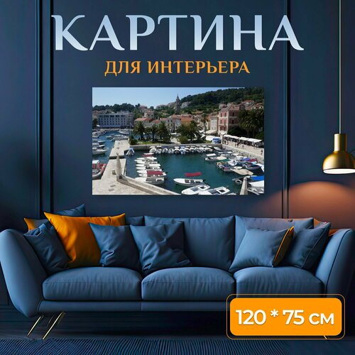 Картина на холсте "Хорватия, остров, хвар" на подрамнике 120х75 см. для интерьера