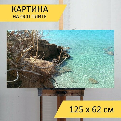 Картина на ОСП 125х62 см. "Море, сардиния, летом" горизонтальная, для интерьера, с креплениями