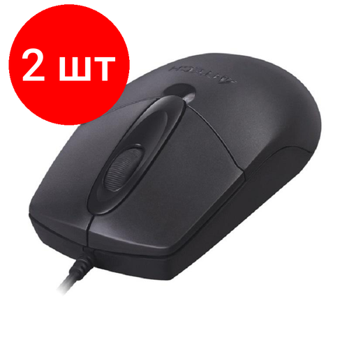 Комплект 2 штук, Мышь компьютерная A4Tech OP-720 черн, опт (1200dpi) USB (2but)