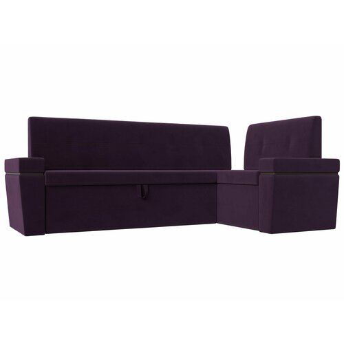 Кухонный угловой диван Деметра правый угол, Велюр фиолетовый