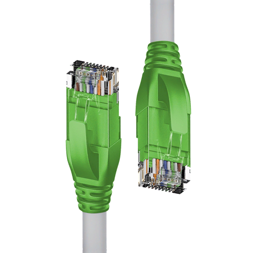 Патч-корд 4PH прямой 1.0m UTP кат.5e, серый, зеленые коннекторы, 24 AWG, литой, ethernet high speed 1 Гбит/с, RJ45, T568B