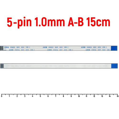 Шлейф FFC 5-pin Шаг 1.0mm Длина 15cm Обратный A-B