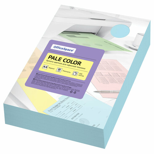 Бумага цветная OfficeSpace "Pale Color", А4, 80г/м², 500л, (голубой) (арт. 356858)