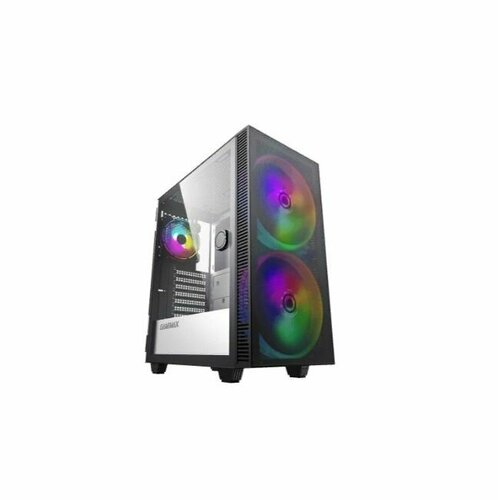 Корпус GameMax ATX case, black, w/o PSU, w/1xUSB3.0+1xUSB2.0, w/2x20cm ARGB GMX-20-ARGB front fans, w/1x12cm ARGB GMX-12-Rainbow-D fan