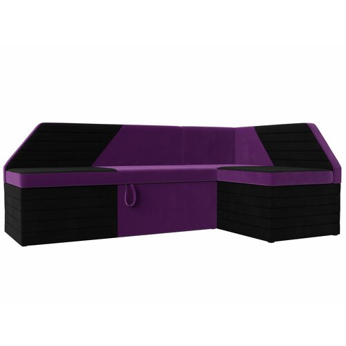 Кухонный угловой диван Дуглас правый угол, Микровельвет фиолетовый и черный