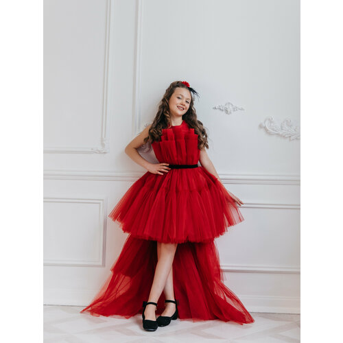 Платье, размер 140-146, красный
