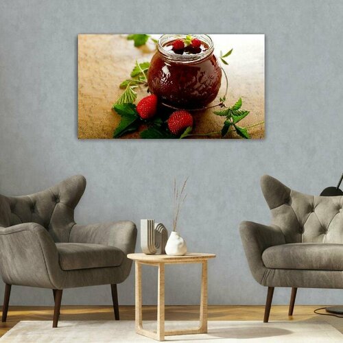 Картина на холсте 60x110 LinxOne "Варенье с клубники" интерьерная для дома / на стену / на кухню / с подрамником