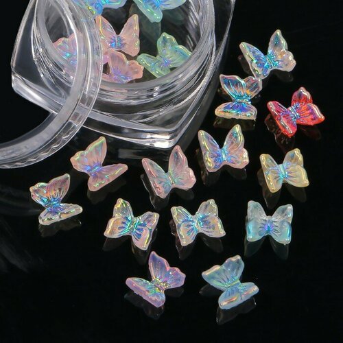 Декоративные элементы для декора «Бабочки», объёмные, цвет полупрозрачный/разноцветный (комплект из 25 шт)