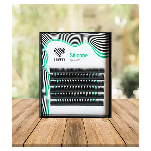 Ресницы черные Lovely "Silicone" Mix L 0.10 5-7 mm, (6 линий)