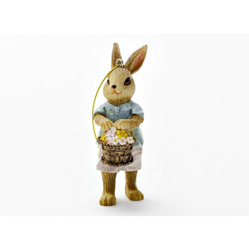 Елочная игрушка Кролик с корзинкой цветов 2