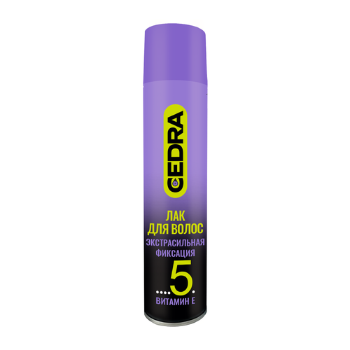 Лак для волос CEDRA экстра сильная фиксация с витамином Е, 225мл