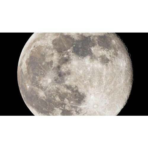 Картина на холсте 60x110 LinxOne "Космос Ночь Черный Луна Кратеры" интерьерная для дома / на стену / на кухню / с подрамником