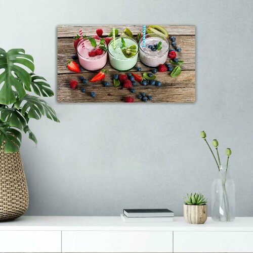 Картина на холсте 60x110 LinxOne "Мята малина черника ягоды" интерьерная для дома / на стену / на кухню / с подрамником