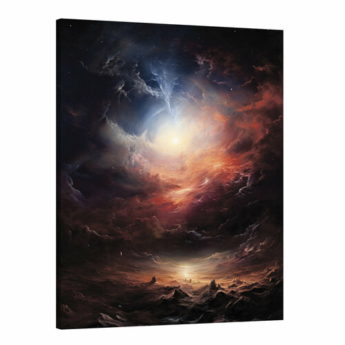 Интерьерная картина 50х70 "Астрономия: Звездный прожектор на полотне"