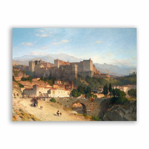 Картина на холсте, репродукция / Сэмюэл Колмен - The Hill of the Alhambra, Granada / Размер 40 x 53 см