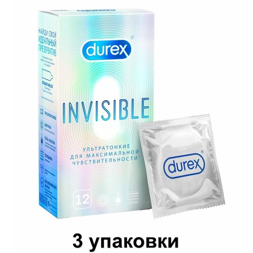 Durex Презервативы Invisible, 12 шт, 3 уп