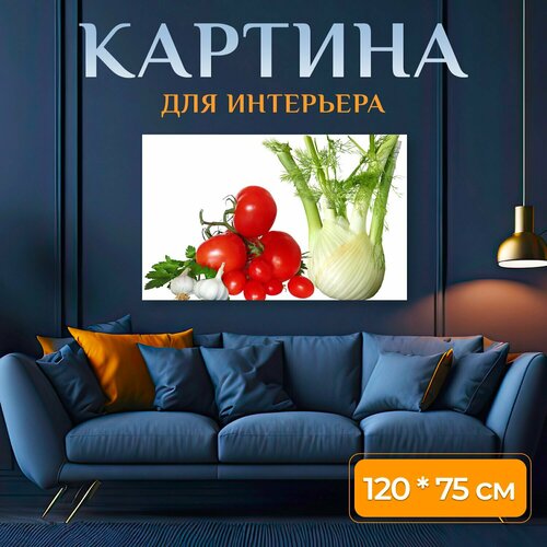Картина на холсте "Овощи, свежий, помидоры" на подрамнике 120х75 см. для интерьера