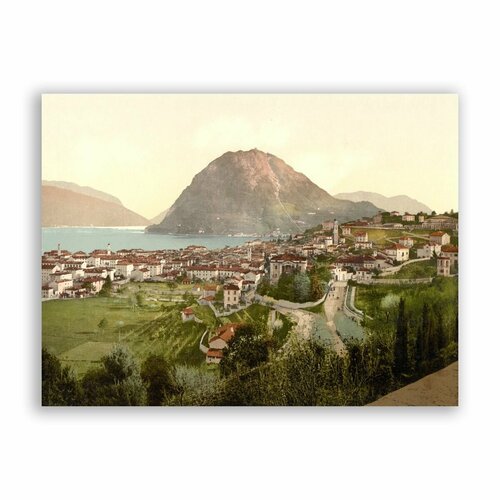 Постер, плакат на бумаге / Lugano, from Massagno, Tessin, Switzerland / Размер 30 x 40 см