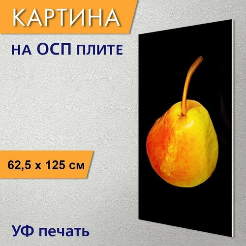 Вертикальная картина на ОСП "Груша, фрукты, сочный" 62x125 см. для интерьериа