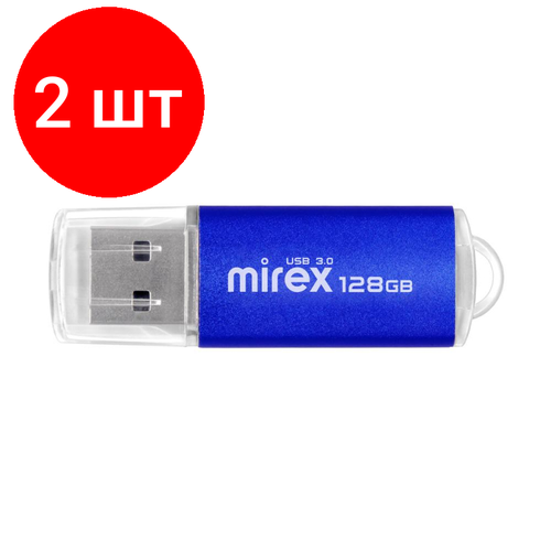 Комплект 2 штук, Флеш-память Mirex USB 3.0 UNIT AQUA 128Gb (13600-FM3UA128 )