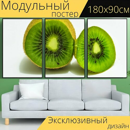 Модульный постер "Киви, фрукты, свежий" 180 x 90 см. для интерьера