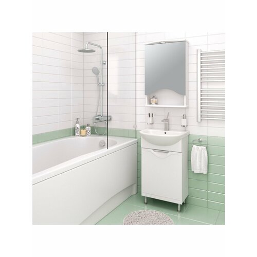 Мебель для ванной Фортуна 50, белая (тумба с раковиной, шкаф с зеркалом)