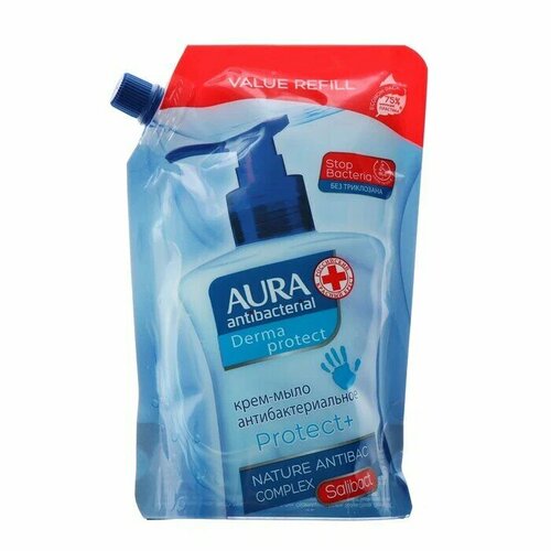Набор из 3 штук Мыло жидкое AURA Antibacterial 500мл Derma Protect крем-мыло дой-пак