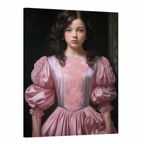 Интерьерная картина 50х70 "Портрет девочки в розовых тонах"