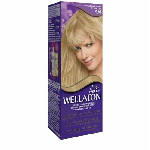 Wellaton 9/0 Очень светлый блондин, стойкая крем краска для волос - 2 штуки