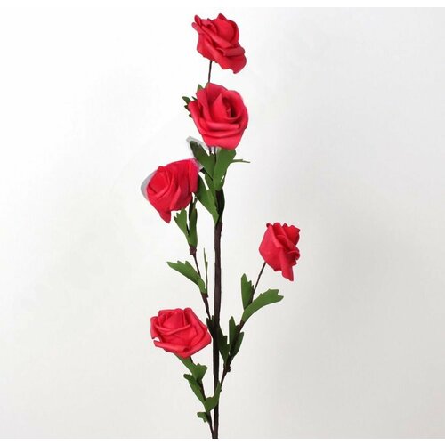 Цветок розы 60 см 5 головок из фоамирана красный