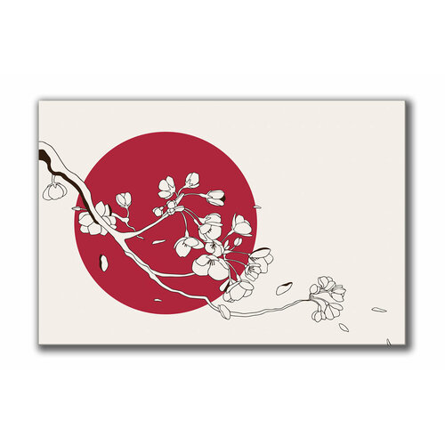 Картина для интерьера на холсте «Белая ветка сакуры» 46х70, холст без подрамника