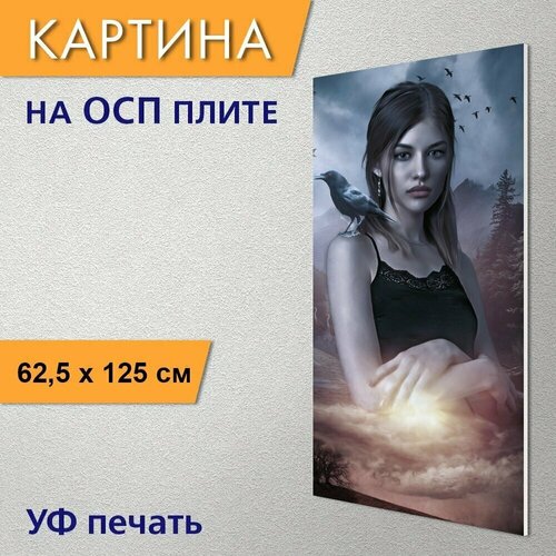 Вертикальная картина на ОСП "Портрет, фантазия, фэнтезийный портрет" 62x125 см. для интерьериа