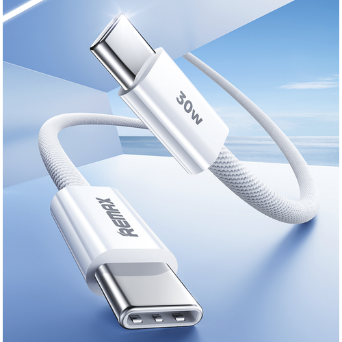Кабель Remax c010 c-c Double Speed, USB Type-C - USB Type-C, 30W, 1м, Белый