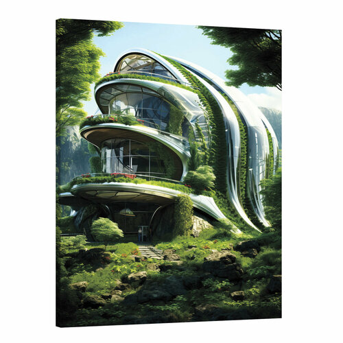 Интерьерная картина 50х70 "Необычный домик"