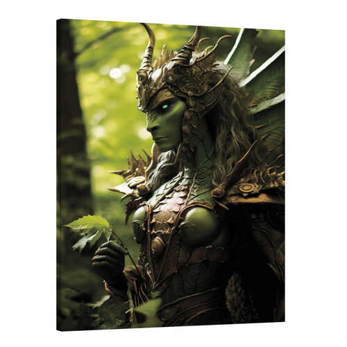 Интерьерная картина 50х70 "Зеленый дракон: песнь природы"
