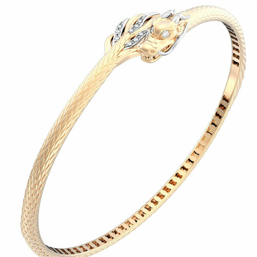 Жесткий браслет Diamant online, красное золото, 585 проба, бриллиант, длина 18 см.