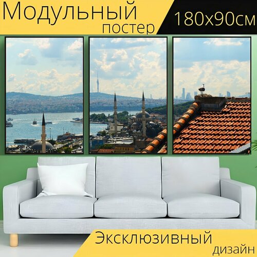 Модульный постер "Стамбул, турция, мечеть" 180 x 90 см. для интерьера