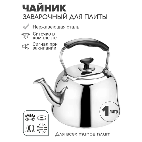 Чайник для плиты 1 л заварочный металлический