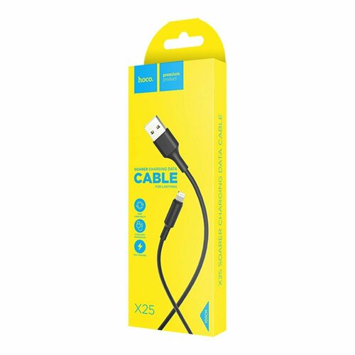 USB кабель HOCO X25 Soarer Lightning 8-pin, 1м, PVC (черный)