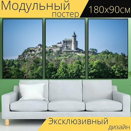 Модульный постер "Кунетицкая гора, исторический памятник, архитектура" 180 x 90 см. для интерьера